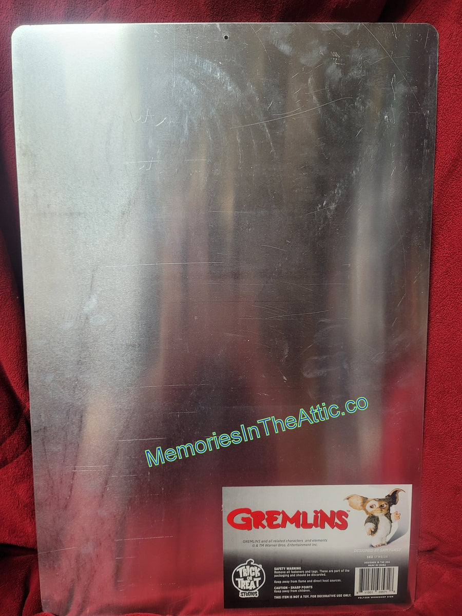 Trick Or Treat Studio's Gremlins Peltzer Workshop Metal Sign Movie Pro ...